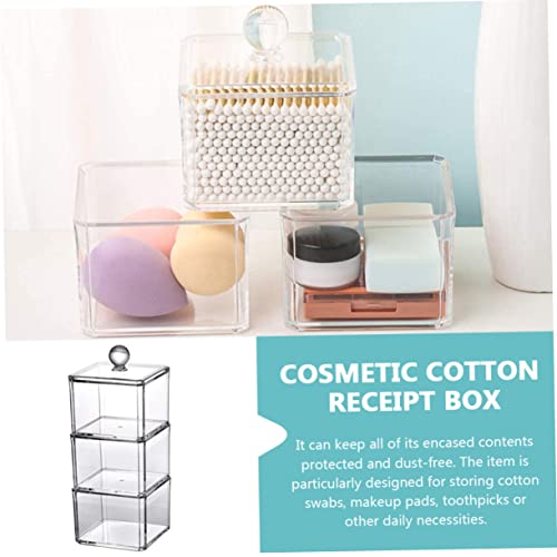 Beatifufu 1 Set Storage Box Makeup Container Storage Container with Lid Clear Container Q- Tip Holder Bathroom Vanity Jars Bathroom Jar Toothpick Organizer Makeup Cotton Box Cotton Pad Box