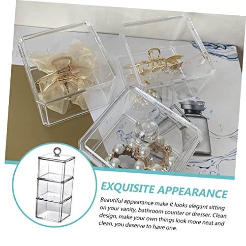 Beatifufu 1 Set Storage Box Makeup Container Storage Container with Lid Clear Container Q- Tip Holder Bathroom Vanity Jars Bathroom Jar Toothpick Organizer Makeup Cotton Box Cotton Pad Box