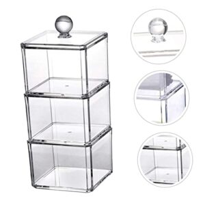 Beatifufu 1 Set Storage Box Makeup Container Storage Container with Lid Clear Container Q- Tip Holder Bathroom Vanity Jars Bathroom Jar Toothpick Organizer Makeup Cotton Box Cotton Pad Box