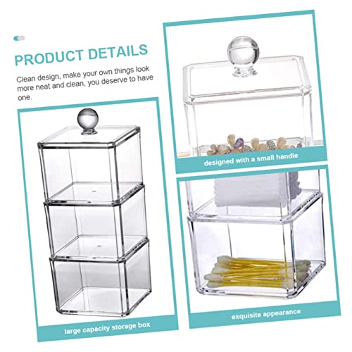 Beatifufu 1 Set Storage Box Makeup Container Storage Container with Lid Clear Container Q- Tip Holder Bathroom Vanity Jars Bathroom Jar Toothpick Organizer Makeup Cotton Box Cotton Pad Box