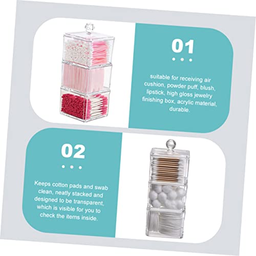 Beatifufu 1 Set Storage Box Makeup Container Storage Container with Lid Clear Container Q- Tip Holder Bathroom Vanity Jars Bathroom Jar Toothpick Organizer Makeup Cotton Box Cotton Pad Box