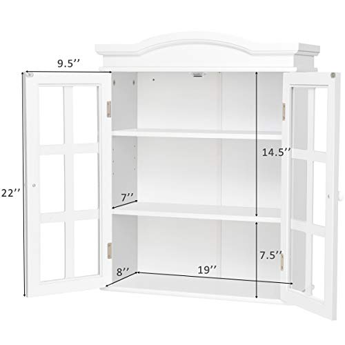 Tangkula Wall Mounted Storage Cabinet, Collection Storage Cupboard, with Adjustable Shelf, Two Elegant and Delicate Acrylic Doors, Ideal for Kitchen, Dining Room and Living Room