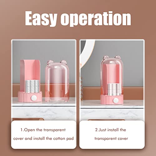 OHEPFD Automatic Cotton Pad Holder, Cosmetic Cotton Pad Dispenser Press Out Makeup Cotton Square Holder Dispenser Makeup Cotton Pad Organizer Rack,18*8.6cm