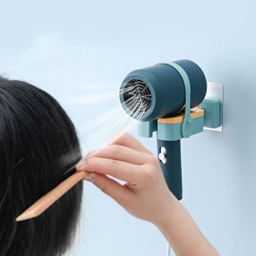 Adjustable Hair Dryer Holder, Rotatable Blow Dryer Holder Wall Mounted No Drilling Hair Care Tools Holder, Self Adhesive Blow Dryer Hanging Rack