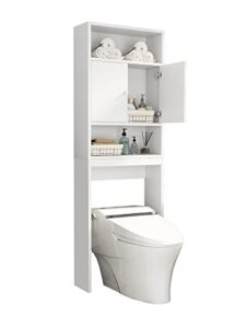 aisfure over the toilet storage cabinet white 77", 3-tier bathroom space saver, bathroom organizer shelf over toilet, freestanding multifunctional laundry organizer toilet rack