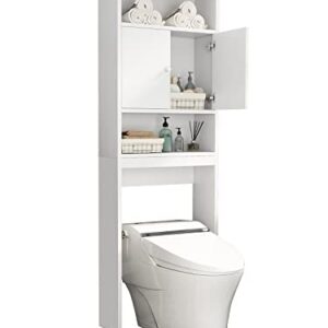 Aisfure Over The Toilet Storage Cabinet White 77", 3-Tier Bathroom Space Saver, Bathroom Organizer Shelf Over Toilet, Freestanding Multifunctional Laundry Organizer Toilet Rack