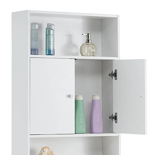 Aisfure Over The Toilet Storage Cabinet White 77", 3-Tier Bathroom Space Saver, Bathroom Organizer Shelf Over Toilet, Freestanding Multifunctional Laundry Organizer Toilet Rack