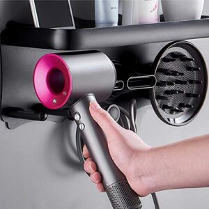 Hair Dryer Wall Mount Holder for Dyson Supersonic Hair Dryer, Hair Dryer Bracket Accessories Holder for Dyson, Punch-Free Hair Dryer Holder Bathroom Storage Rack (L)