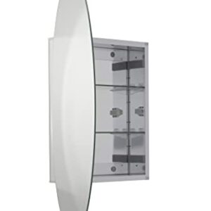 Croydex Davenport Oval, Recessed or Surface Mount, Hang 'n' Lock Easy Installation Medicine Cabinet, 21W x 31H, Aluminum