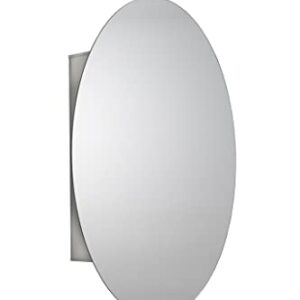 Croydex Davenport Oval, Recessed or Surface Mount, Hang 'n' Lock Easy Installation Medicine Cabinet, 21W x 31H, Aluminum