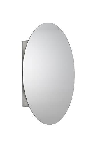 Croydex Davenport Oval, Recessed or Surface Mount, Hang 'n' Lock Easy Installation Medicine Cabinet, 21W x 31H, Aluminum