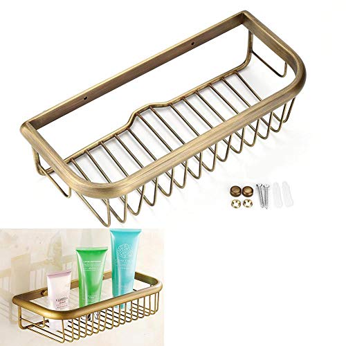 Yosoo Solid Copper Bathroom Shelf,Wall Mount Bathroom Shelf 30cm Solid Copper Shower Basket Bath Soap Shampoo Storage Holder