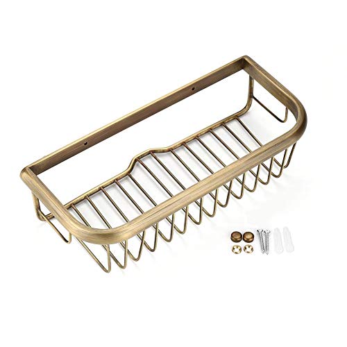 Yosoo Solid Copper Bathroom Shelf,Wall Mount Bathroom Shelf 30cm Solid Copper Shower Basket Bath Soap Shampoo Storage Holder