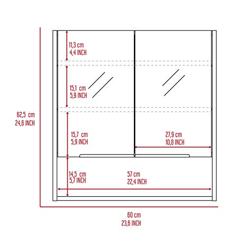 Depot E-Shop Tatacoa Mirror Medicine Cabinet, One Open Shelf, Three Interior Shelves, Black -Bathroom