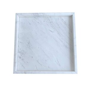 stoneplus natural marble square neat makeups organizer/bathroom vanity tray for razor towel toothpaste (9.84x9.84x1.18in, volakas white)