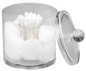 home basics acrylic cotton ball and swab holder, q-tip storage organizer, clear