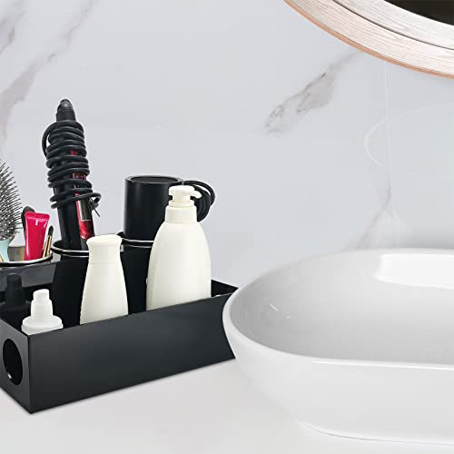 Hair Tool Organizer, Acrylic Hair Dryer Holder Blow Dryer Holder Bathroom Organizer Countertop for Curling Iron, Flat Iron, Blower, Hair Styling Tools and Accessories Organizer (Black)