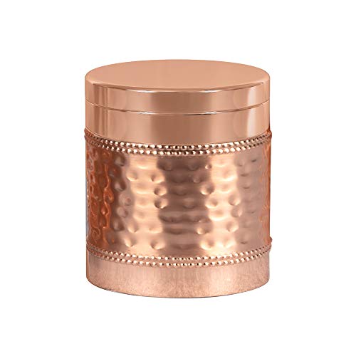 nu steel Copper Hudson Bathroom Q-tip Holder & Jar in Premium Copper Plated Stainless Steel for Bathrooms & Vanity Spaces