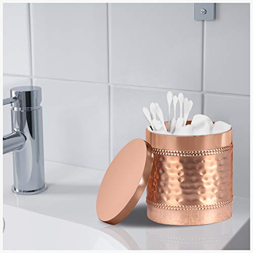 nu steel Copper Hudson Bathroom Q-tip Holder & Jar in Premium Copper Plated Stainless Steel for Bathrooms & Vanity Spaces