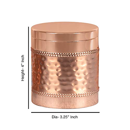 nu steel Copper Hudson Bathroom Q-tip Holder & Jar in Premium Copper Plated Stainless Steel for Bathrooms & Vanity Spaces