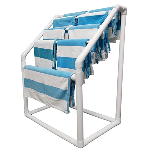 Essentially Yours 5 Bar Pool Towel Rack White| Free Standing Poolside Storage Organizer, 37" W x 22.5" L x 50" H, (White) Style 674123