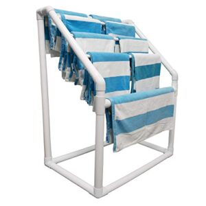 Essentially Yours 5 Bar Pool Towel Rack White| Free Standing Poolside Storage Organizer, 37" W x 22.5" L x 50" H, (White) Style 674123