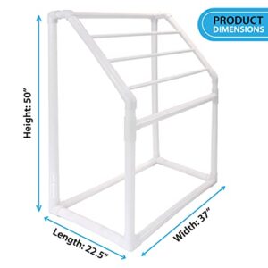 Essentially Yours 5 Bar Pool Towel Rack White| Free Standing Poolside Storage Organizer, 37" W x 22.5" L x 50" H, (White) Style 674123