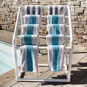 Essentially Yours 5 Bar Pool Towel Rack White| Free Standing Poolside Storage Organizer, 37" W x 22.5" L x 50" H, (White) Style 674123