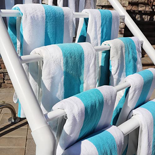 Essentially Yours 5 Bar Pool Towel Rack White| Free Standing Poolside Storage Organizer, 37" W x 22.5" L x 50" H, (White) Style 674123