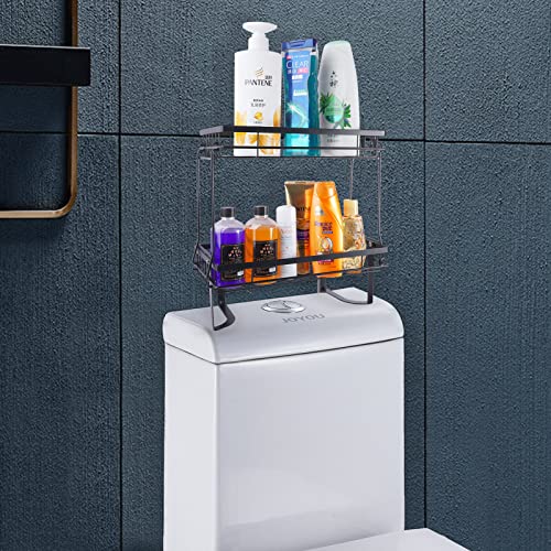 petisal Over The Toilet Storage, 2-Tier Bathroom Organizer Shelves, Multifunctional Toilet Rack,Space-Saving Storage,Bathroom Decor，Bathroom Furniture(Black)