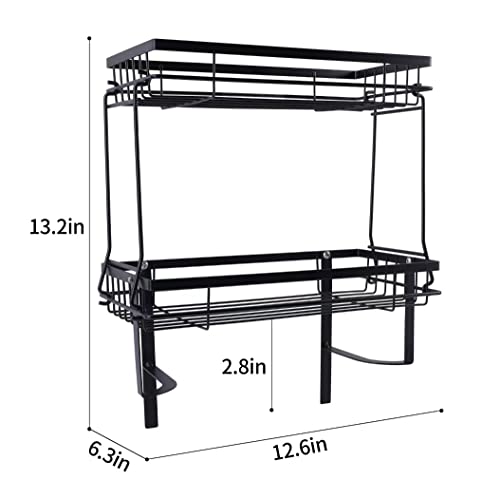 petisal Over The Toilet Storage, 2-Tier Bathroom Organizer Shelves, Multifunctional Toilet Rack,Space-Saving Storage,Bathroom Decor，Bathroom Furniture(Black)