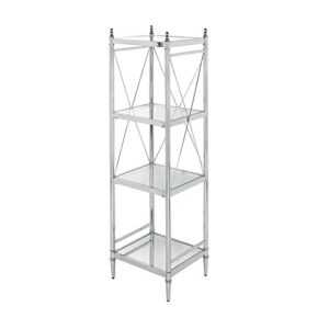 riverbay furniture 4 tier glass shelf in chrome