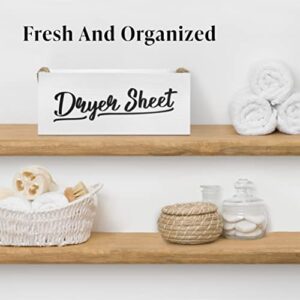 Uncle Bennie's Dryer Sheet Dispenser - Modern Farmhouse Dryer Sheet Holder for Laundry Room - Fabric Sheets Container Box - Laundry Organization & Storage, Off-White