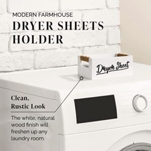 Uncle Bennie's Dryer Sheet Dispenser - Modern Farmhouse Dryer Sheet Holder for Laundry Room - Fabric Sheets Container Box - Laundry Organization & Storage, Off-White