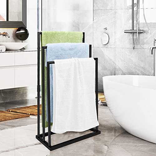 3 Tiers Stainless Steel Towel Rack 3 Bars Freestanding Towel Holder Drying Stand Towel Bar Storage Ladder Bathroom Accessories Organizer Bath Storage & Hand Towels, Washcloths, Next to Tub or Shower