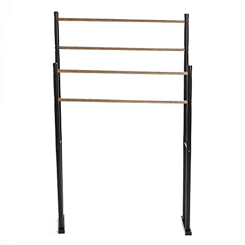 Mind Reader Alloy Collection, 2-Tier Towel Rack with 4 Bars, Drying Stand, Metal, Black