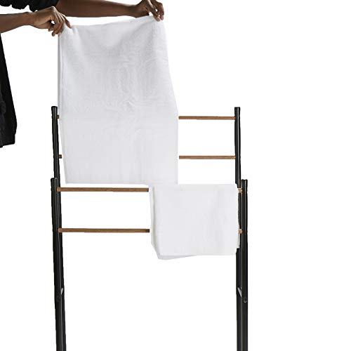 Mind Reader Alloy Collection, 2-Tier Towel Rack with 4 Bars, Drying Stand, Metal, Black