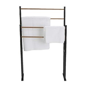 Mind Reader Alloy Collection, 2-Tier Towel Rack with 4 Bars, Drying Stand, Metal, Black