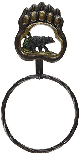 Black Bear Paw Towel Ring 6.5x0.62x12"