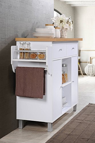 Hodedah Import Island with Spice Rack & Towel Rack Kitchen Cabinet