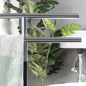 kela Free Standing Towel Rack Stand - Two Tier Organizer for Bath and Hand Towels - Study by Weight - Elegant by Design - Chrome and Black