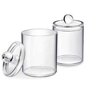 DS. DISTINCTIVE STYLE Bathroom Organizer Cotton Ball Holder Clear Canisters Acrylic Apothecary Jars with Lids (10oz&10oz)