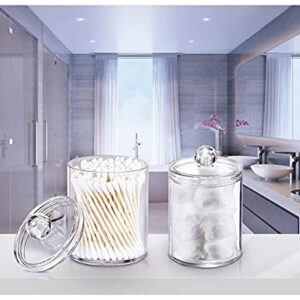 DS. DISTINCTIVE STYLE Bathroom Organizer Cotton Ball Holder Clear Canisters Acrylic Apothecary Jars with Lids (10oz&10oz)