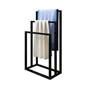 3 tiers metal towel rack modern freestanding black towel holder for bathroom accessories organizer(black)