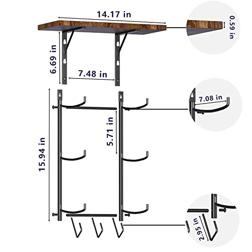 Towel Racks for Bathroom Wall Mounted,Wall Rack for Rolled Towels with 3 Hooks and Wood Shel, Metal Bath Towel Holder Organizer for Rolled Bath Towels, Hand Towels, Washcloths in Small Bathroom/Camper