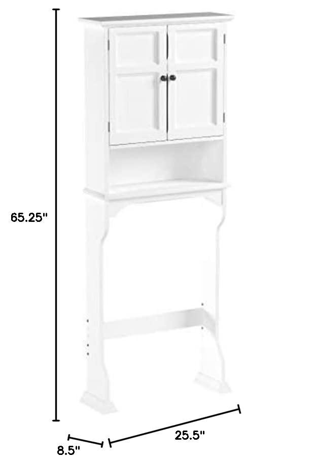 Zenna Home Collette Over the Toilet Bathroom Spacesaver, Bath-Storage Shelves, White