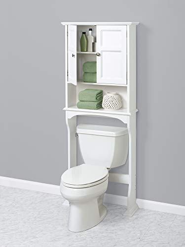 Zenna Home Collette Over the Toilet Bathroom Spacesaver, Bath-Storage Shelves, White