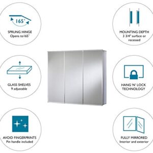 Jacuzzi PD47000 PD47000 26" H x 30" W x 5-1/4" D Triple Door Medicine Cabinet