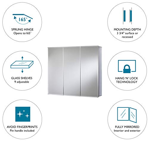 Jacuzzi PD47000 PD47000 26" H x 30" W x 5-1/4" D Triple Door Medicine Cabinet