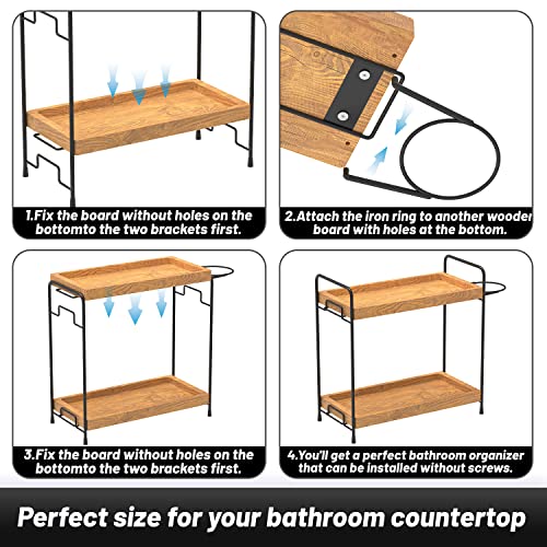 sitanes Bathroom Organizer Countertop, 2-Tier Wooden Counter Organizer for Bathroom, No Drilling Vanity Organizer for Makeup Cosmetic Perfume Skincare, Counter Shelf for Bathroom Kitchen Dresser Top